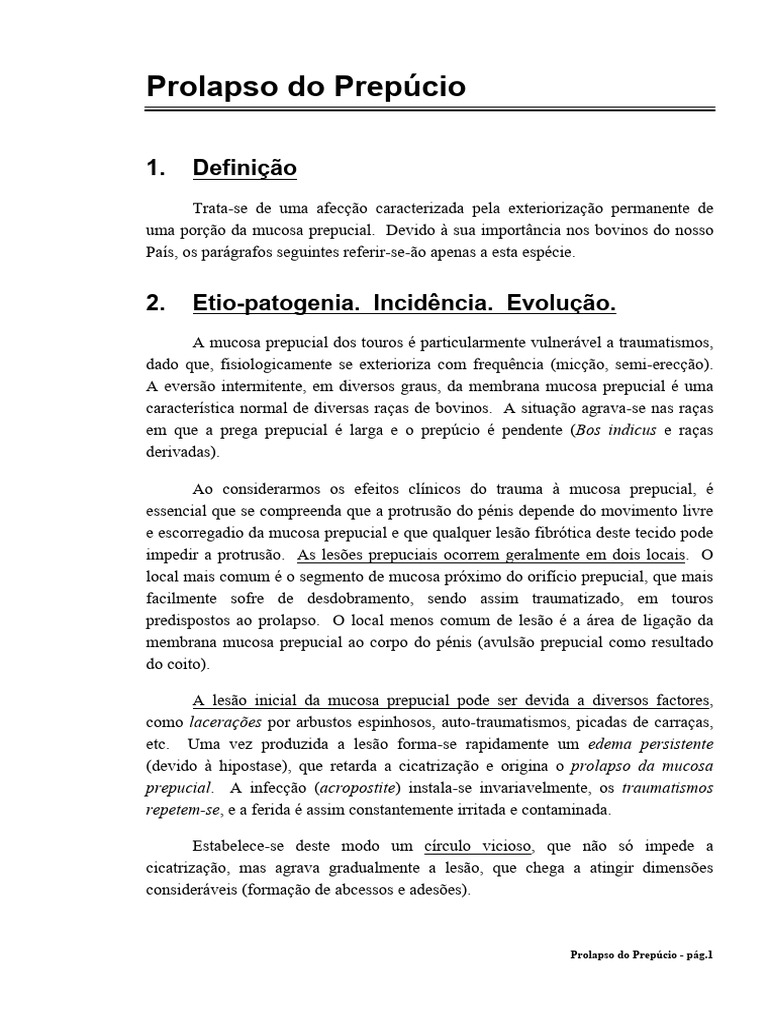 Prolapso do Prepúcio em Bovinos | PDF | Especialidades médicas