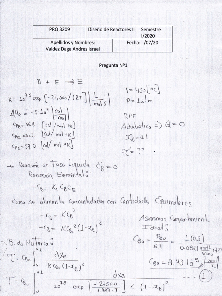 Diseño de Reactores II - PRQ 3209 | PDF
