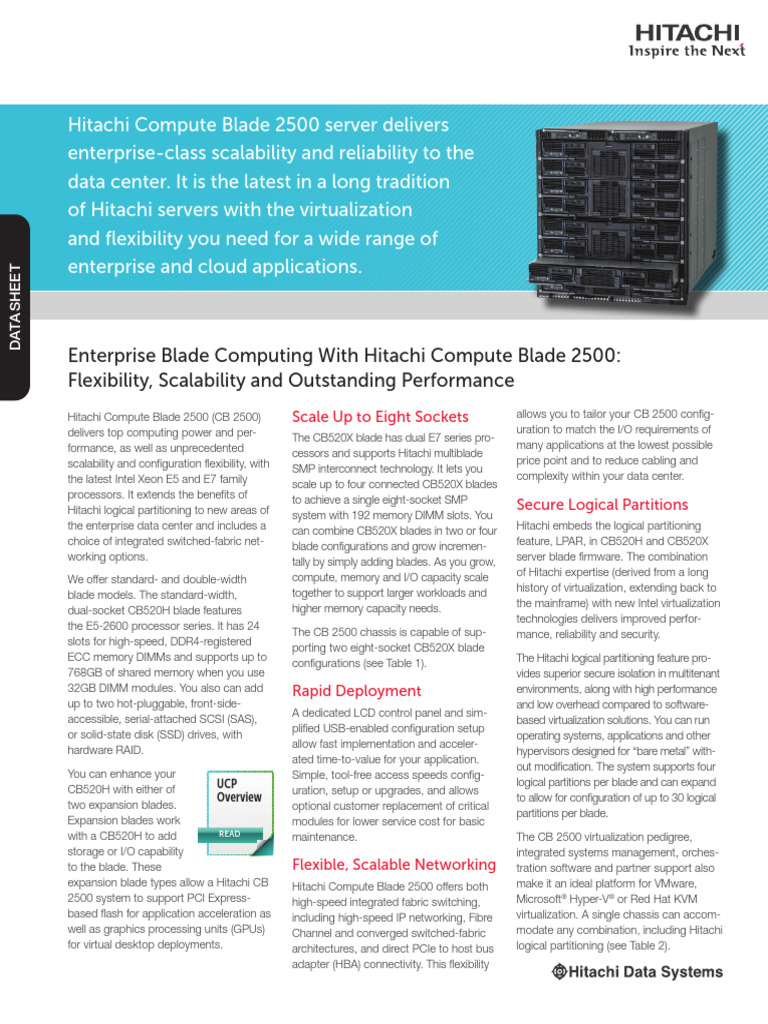Hitachi Datasheet Compute Blade 2500 | PDF | Scalability | Solid State ...