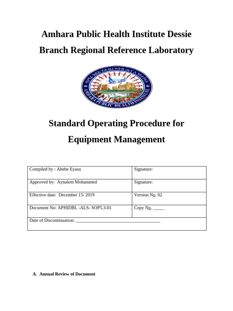 5.3-01 SOP For Equipment Management | PDF | Calibration | Specification ...