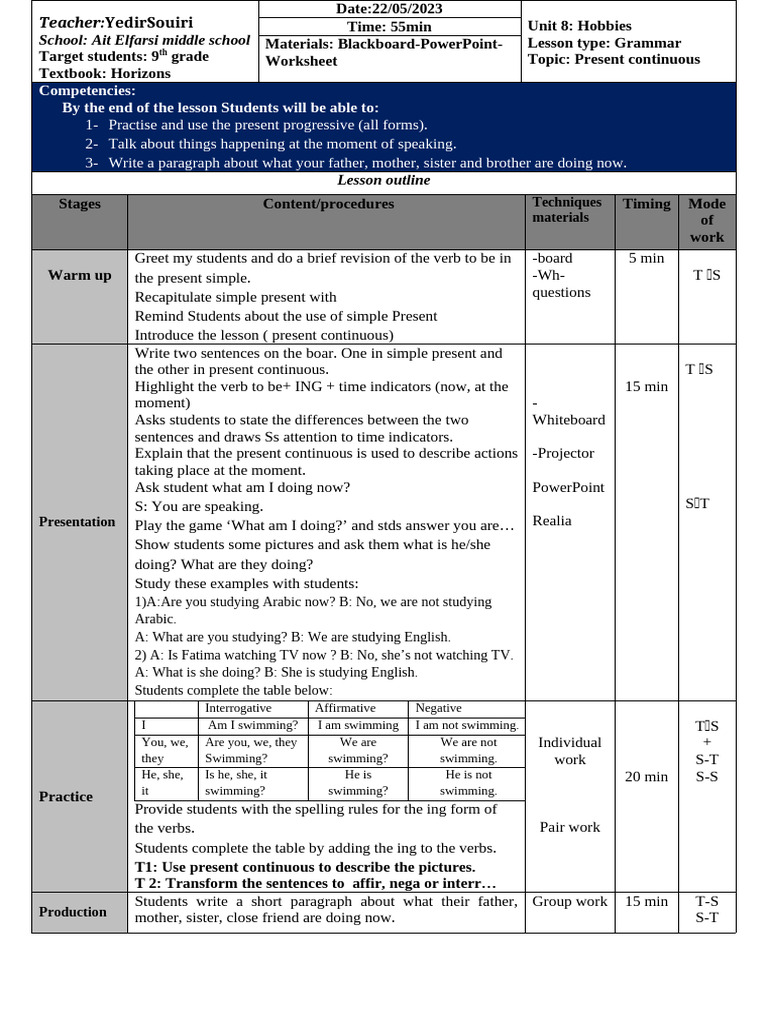 Present Continuous | PDF | Linguistic Typology | Languages