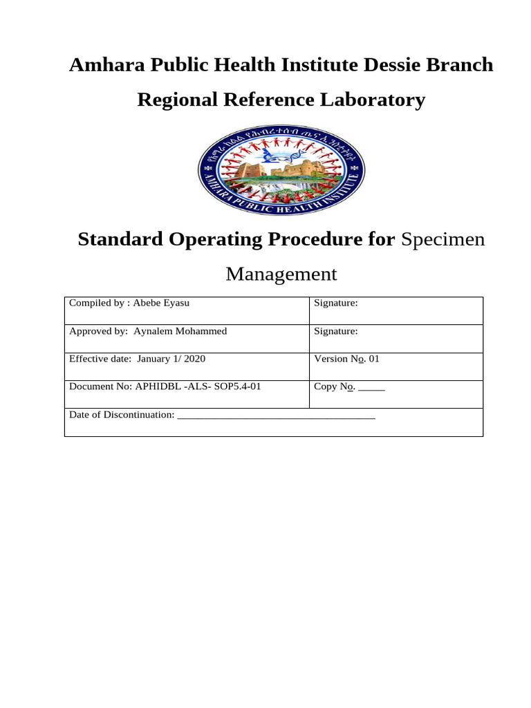 Specimen Management SOP Guide | PDF | Health Care | Medicine
