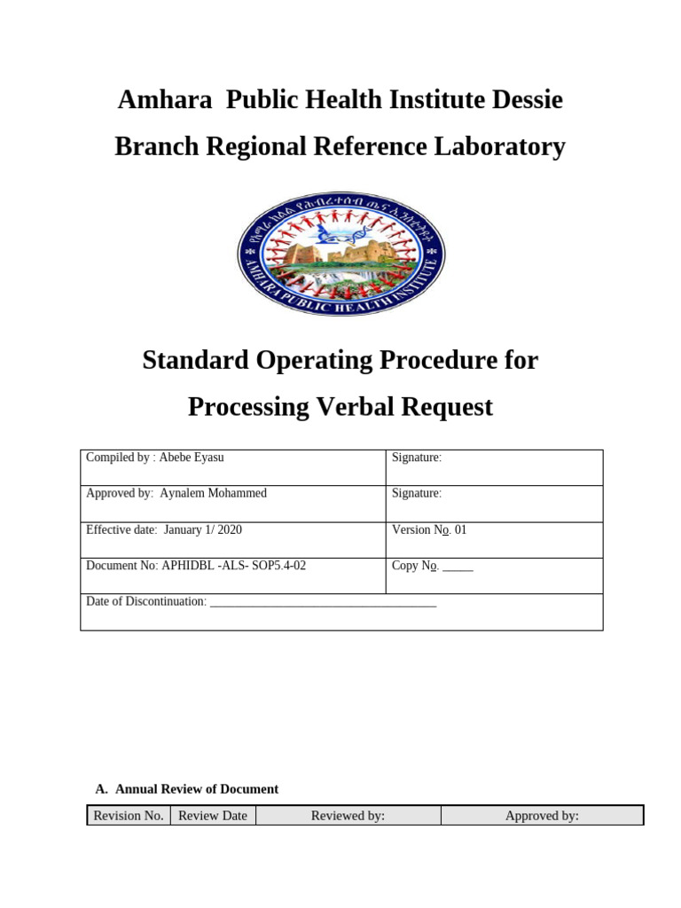 5.4-02 SOP For Processing Verbal Request | PDF | Health Care