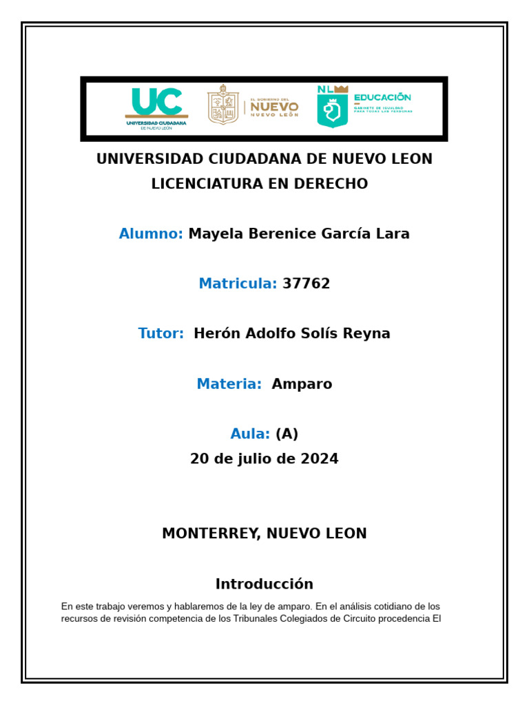 Act7 Amparo | PDF | Violación | Demanda judicial