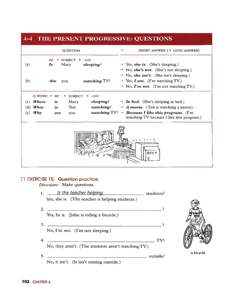 Present Progressive - Questions | PDF