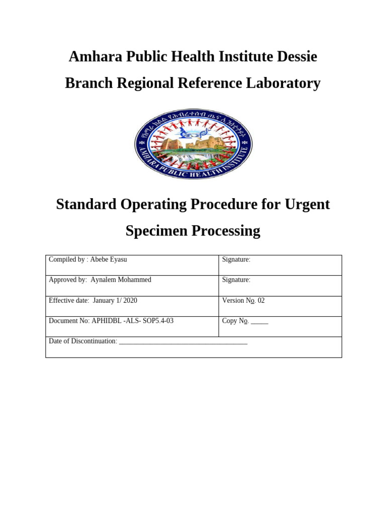 5.4-03 SOP for Urgent Specimen Processing | PDF