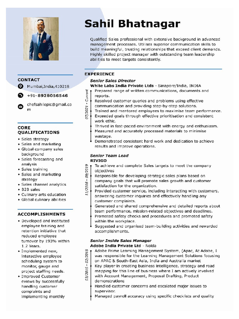 Resume Sahil Bhatnagar | PDF