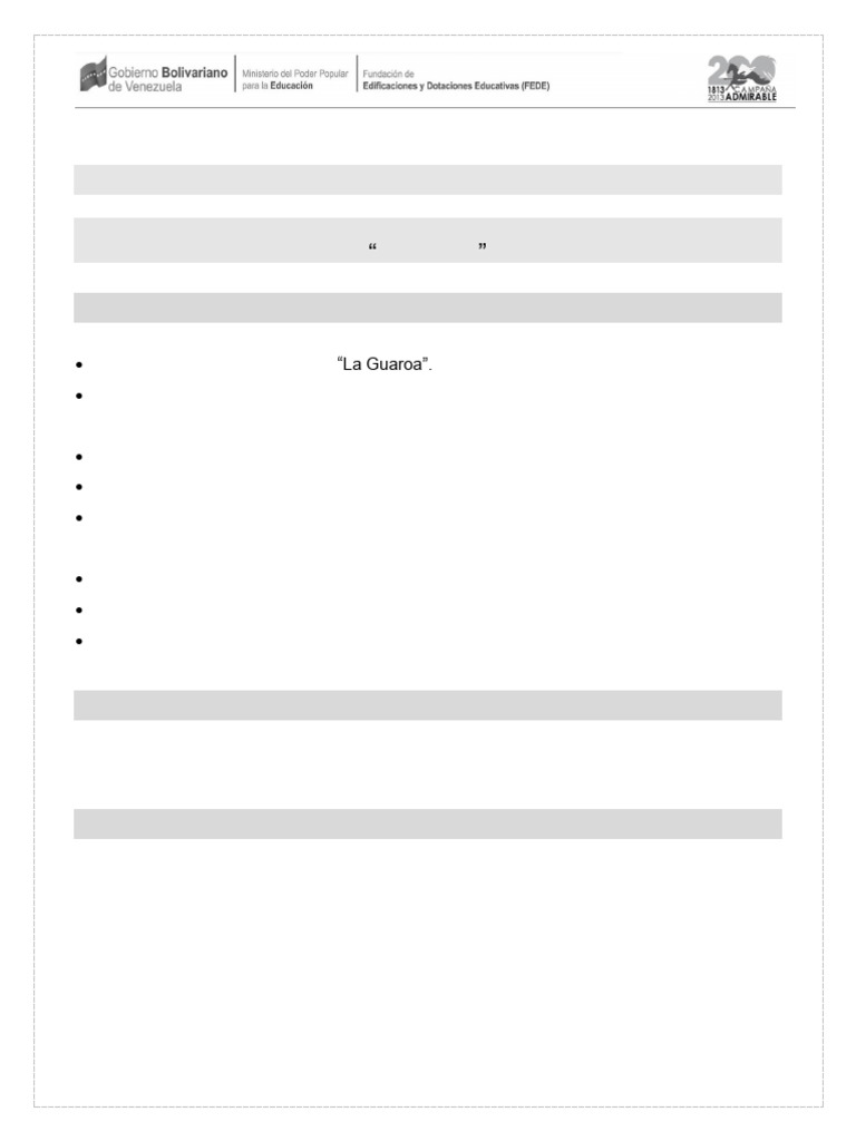 Memoria Descriptiva De La E B La Guaroa Cerca 1 Pdf