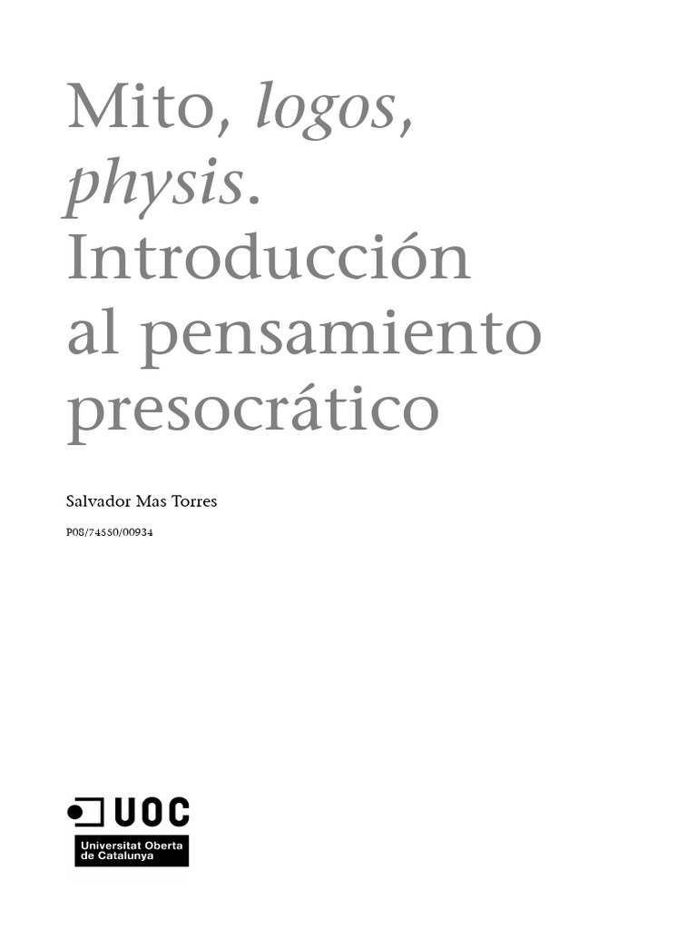 Introducción al Pensamiento Presocrático | PDF | Realidad | Pensamiento