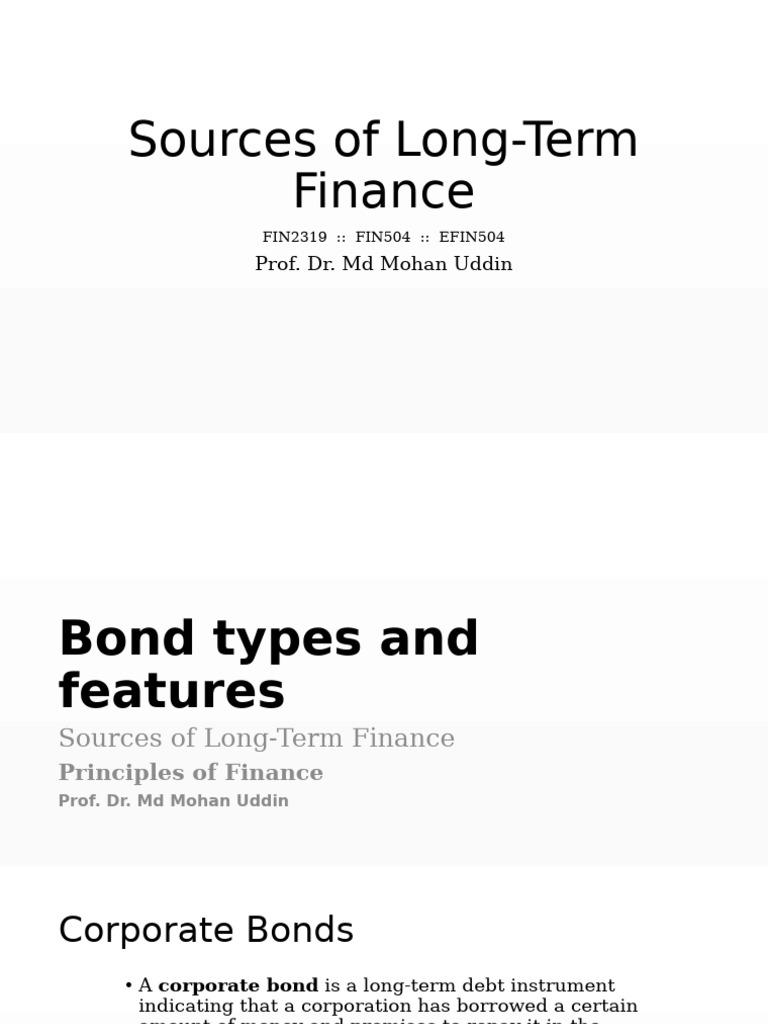 Long-Term Finance Sources Explained | PDF | Bonds (Finance) | Initial ...