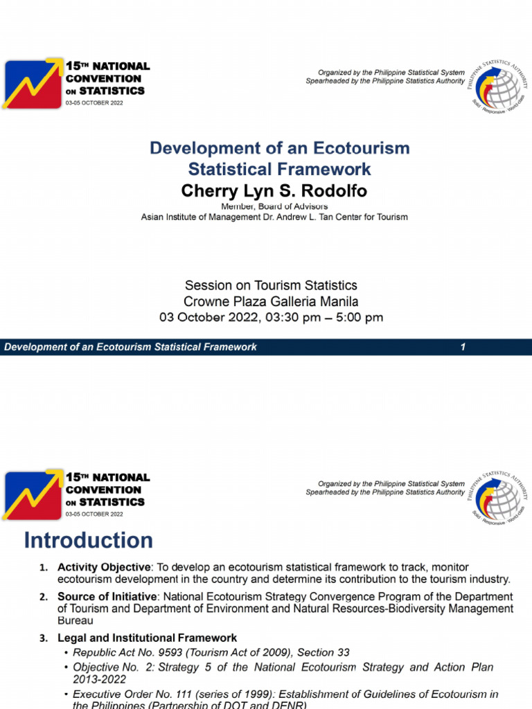 Development of An Ecotourism Statistical Framework by Maria Cherry Lyn S. Rodolfo | PDF