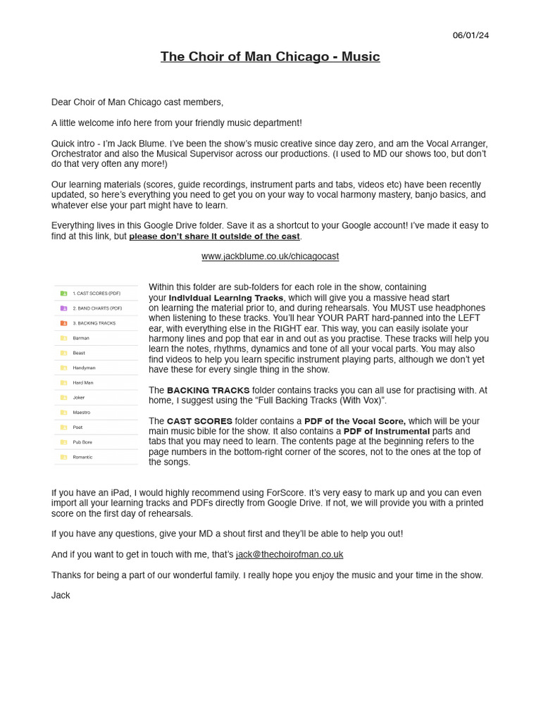 Choir of Man Chicago: Music Resources Guide | PDF