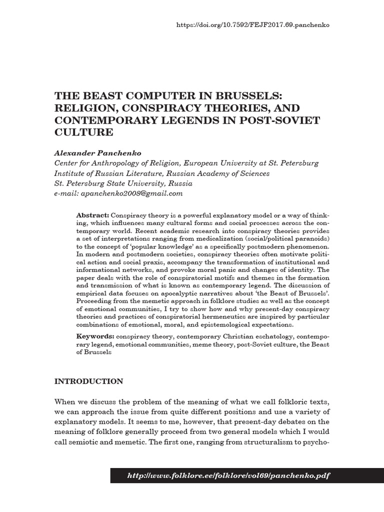 Panchenko | PDF | Conspiracy Theory | Rapture