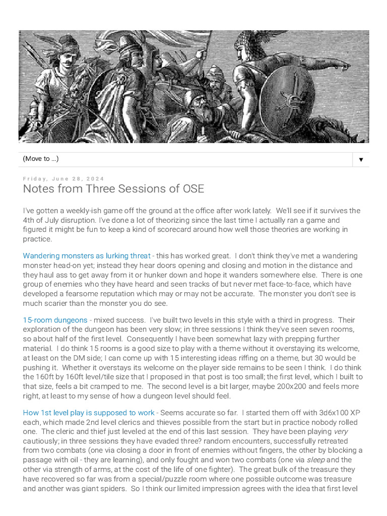The Wandering Gamist - Notes From Three Sessions of OSE | PDF | Games ...