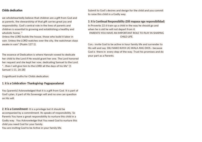 Childs Dedication Message | PDF