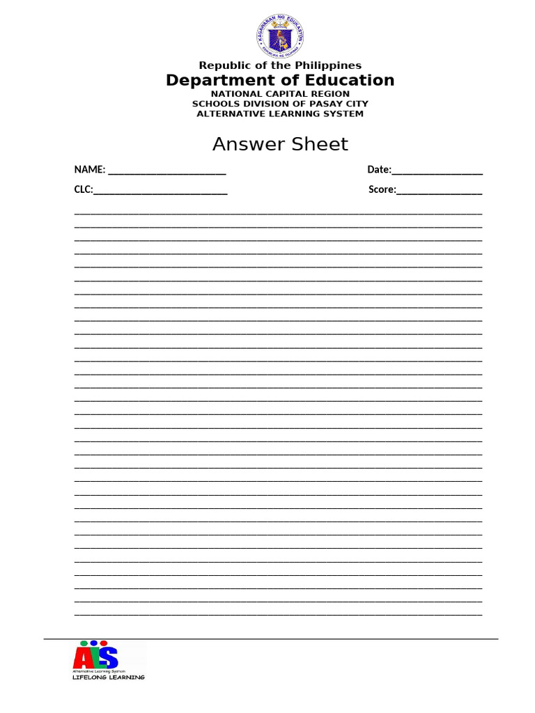 Answer Sheets | PDF | Philippines
