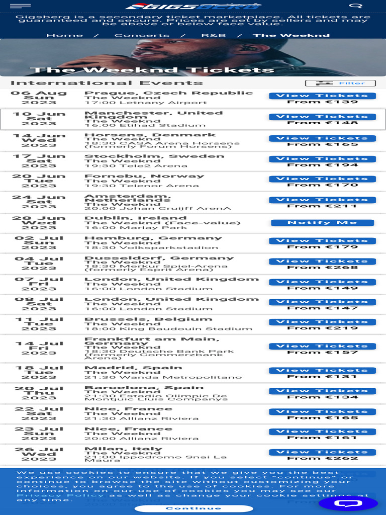 The Weeknd Tickets and Tour Dates - Gigsberg | PDF