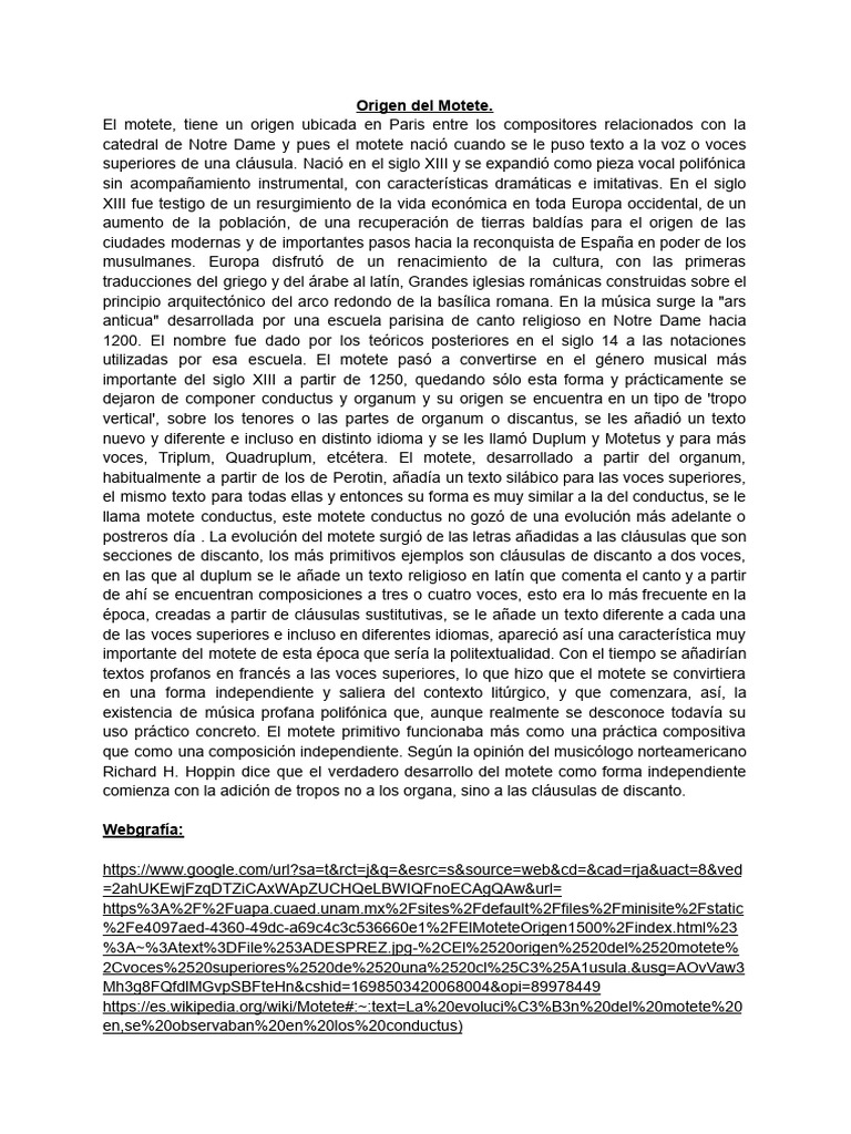 Origen Del Motete | PDF | Arte