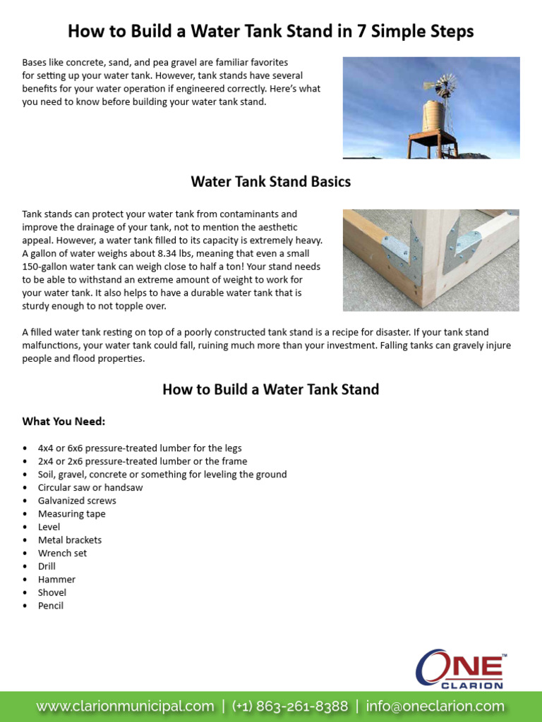 Build a Water Tank Stand in 7 Steps | PDF | Lumber