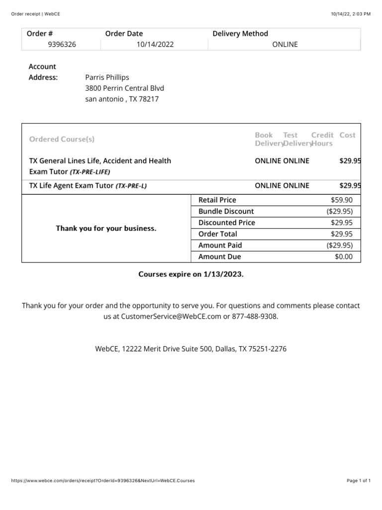 Order Receipt - WebCE | PDF | Technology & Engineering