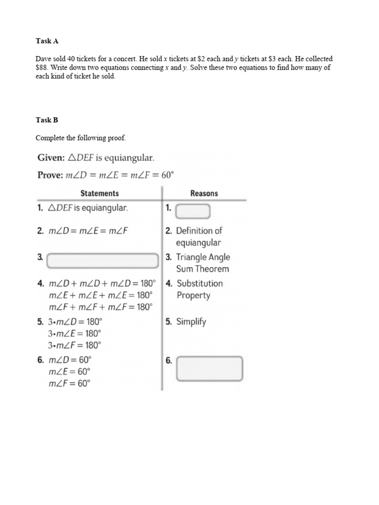 Selected Mathematical Tasks | PDF