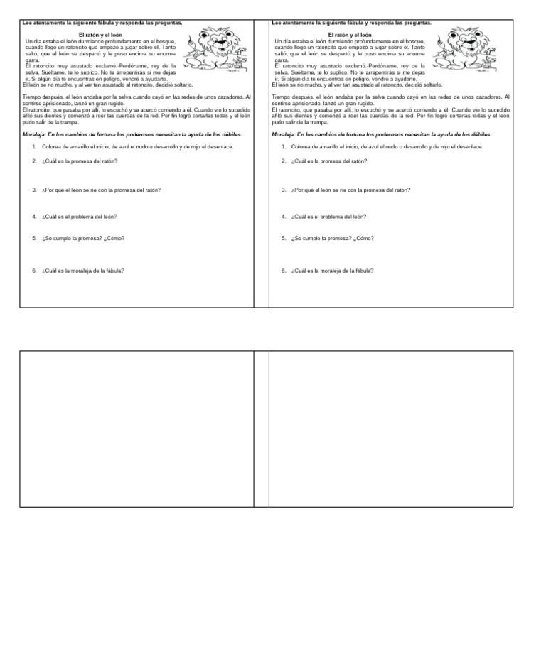 Actividad El Leon y El Ratón | PDF