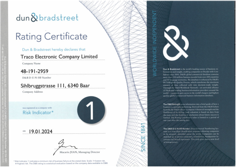Risk Rating Certificate | PDF