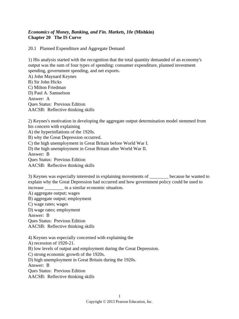 chapter 20 | PDF | Consumption (Economics) | Aggregate Demand