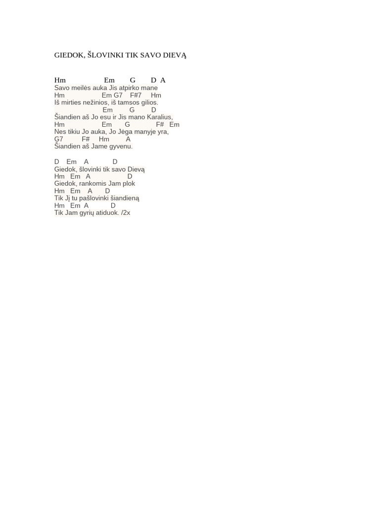 Giedok, Šlovinki Tik Savo Dievą | PDF