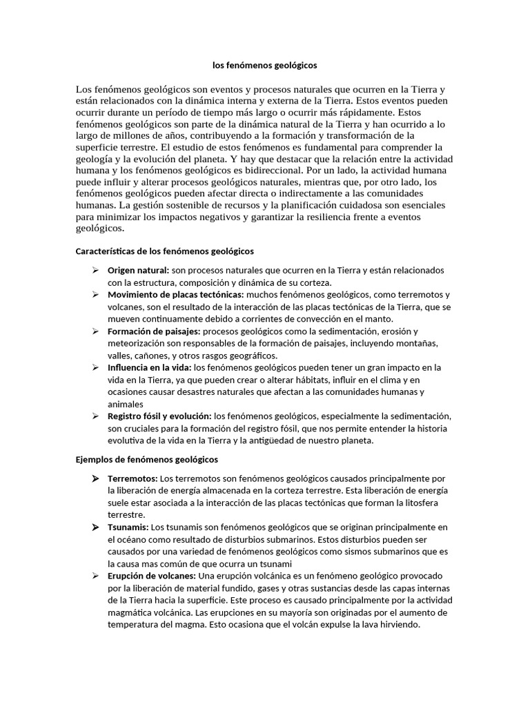 Fenomenos Geológicos | PDF | Geología | Tierra