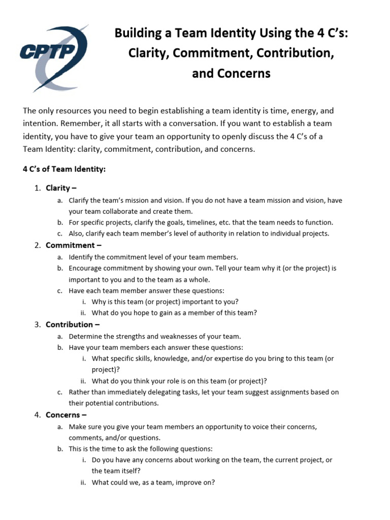 Team Identity: The 4 C’s Explained | PDF | Self-Improvement