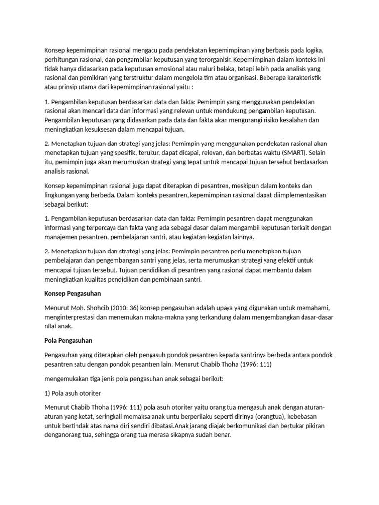 Konsep Kepemimpinan Rasional Mengacu Pada Pendekatan Kepemimpinan Yang ...