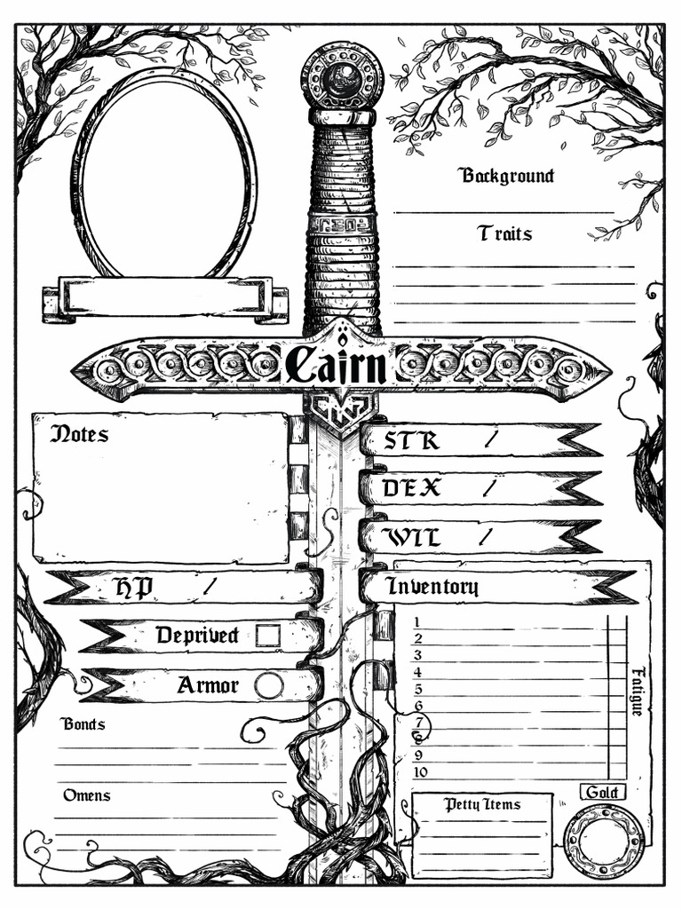 Cairn 2e Character Sheet Portrait A4 | PDF