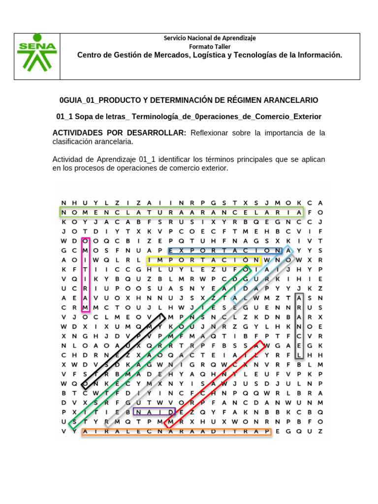 3 - 1 - Taller Sopa de Letras | PDF | Arancel | Negocios Internacionales