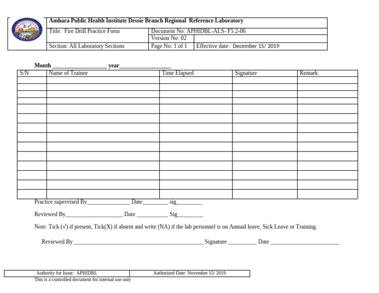 F5.2-06 Fire Drill Practice Form | PDF