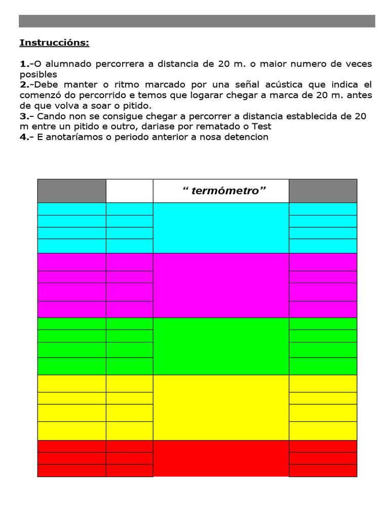 Test de Resistencia Navette para Bachillerato | PDF
