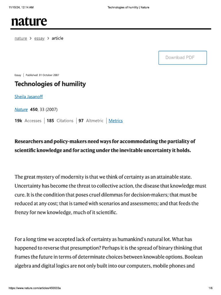 Technologies of Humility | PDF