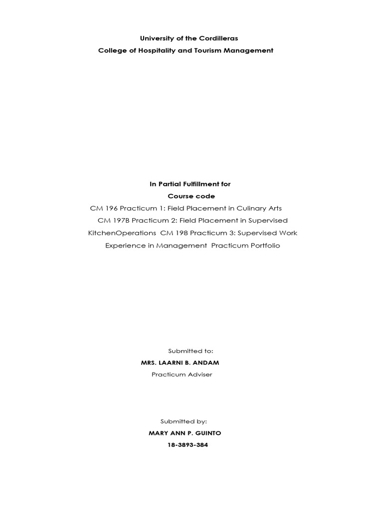 Culinary Arts Practicum Portfolio | PDF | Cooking | Soup