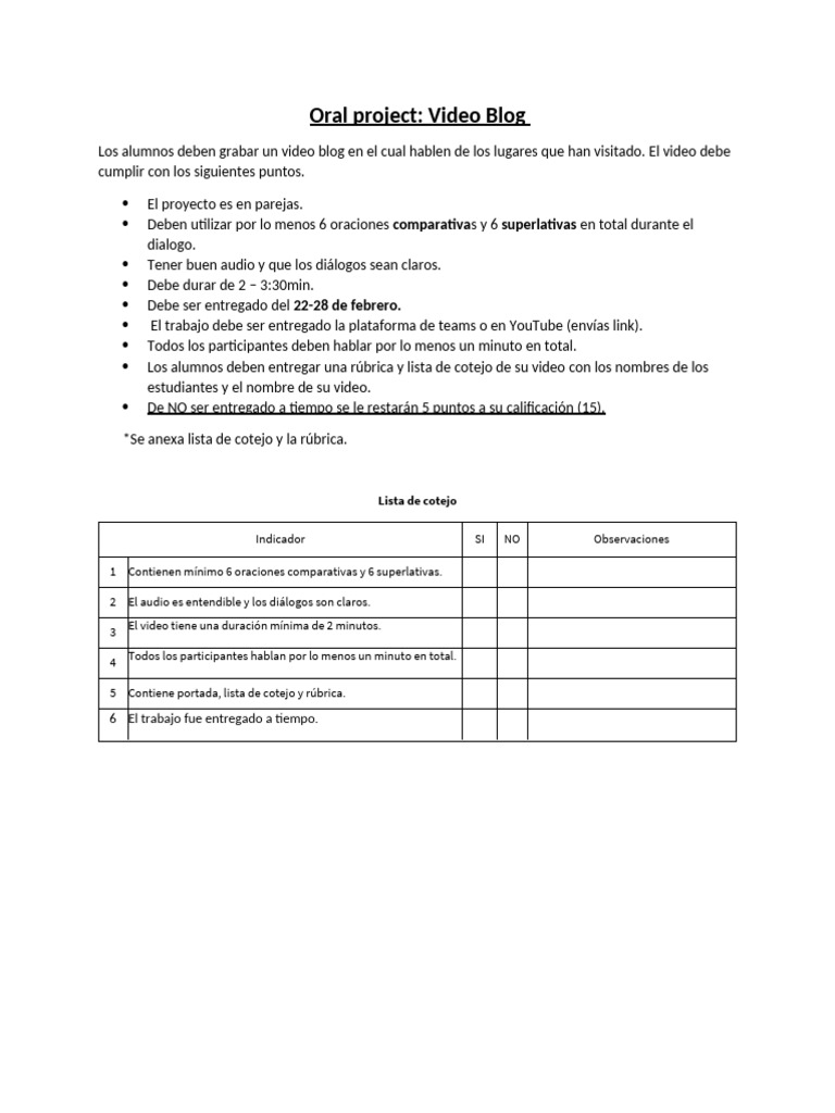 Oral Project | PDF | Gramática | Léxico