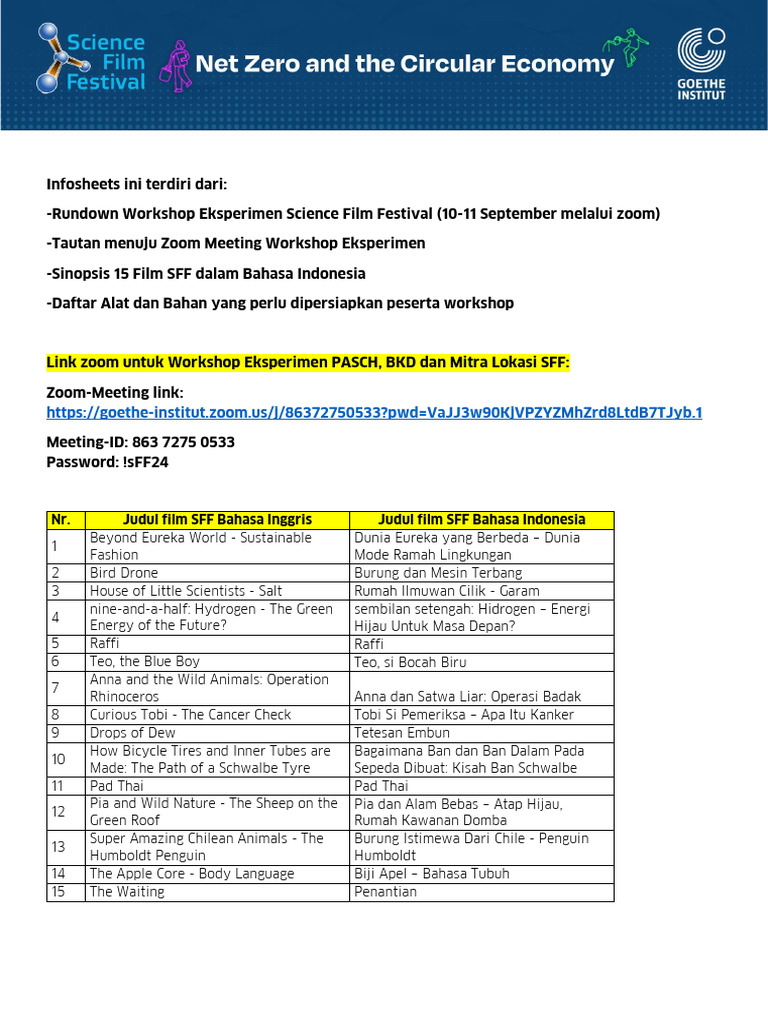 Workshop Film Sains SFF 2024 | PDF