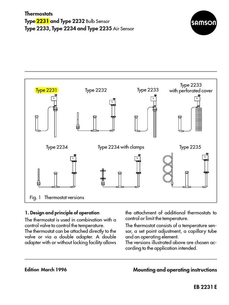 E22310EN Thermostat Tankfarm | PDF | Thermostat | Pipe (Fluid Conveyance)