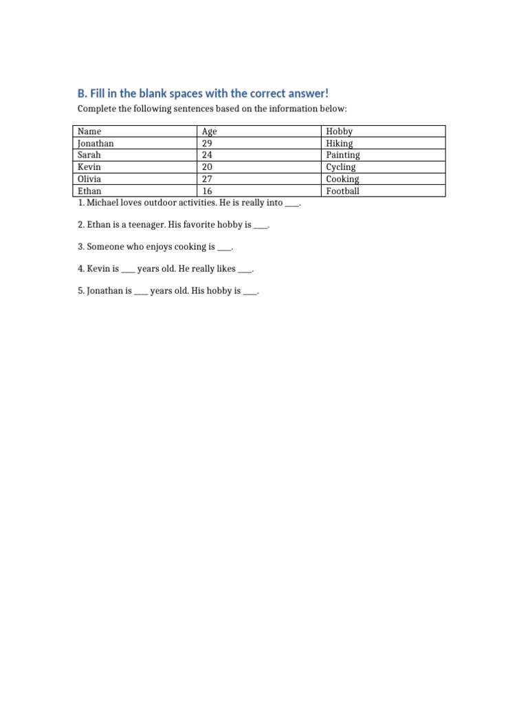 Fill in The Blank Questions | PDF
