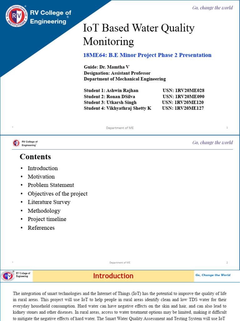 18ME64 MINOR Project Phase 2 | PDF | Internet Of Things | Water Quality