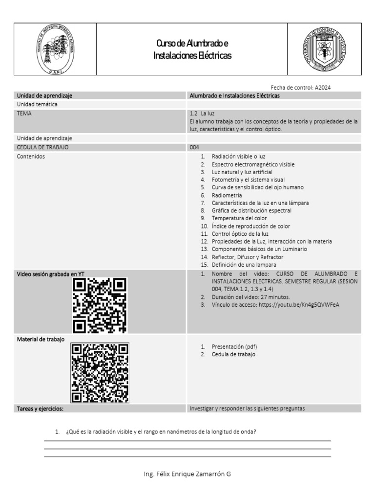Cedula 004 La Luz (A2024) | PDF | Ligero | Óptica