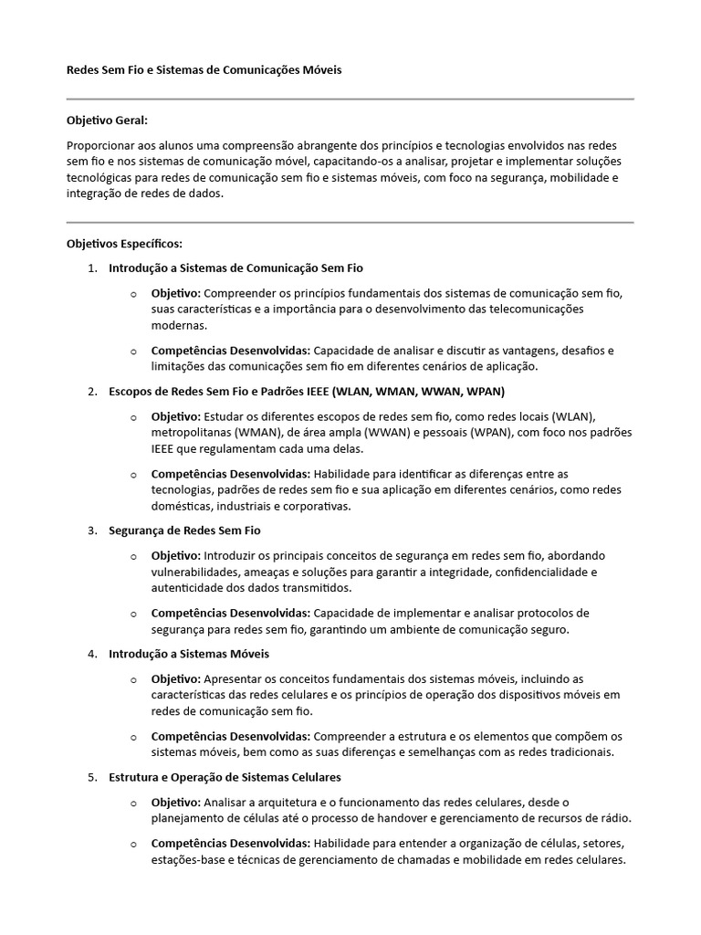 Redes Sem Fio e Sistemas de Comunicações Móveis | PDF | Rede sem fio ...