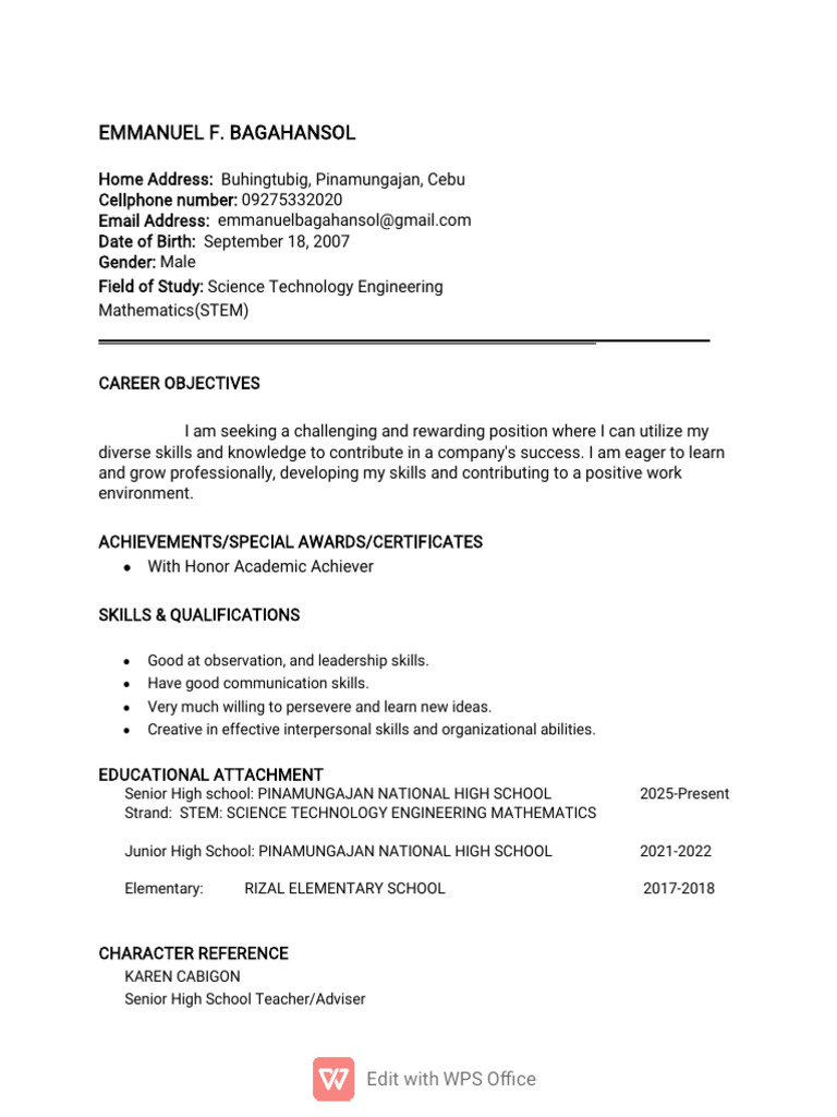 RESUME (Emman) | PDF