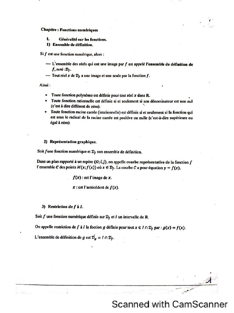 Cours Analyse - Fonctions Numériques | PDF Cours Analyse - Fonctions Numériques | PDF