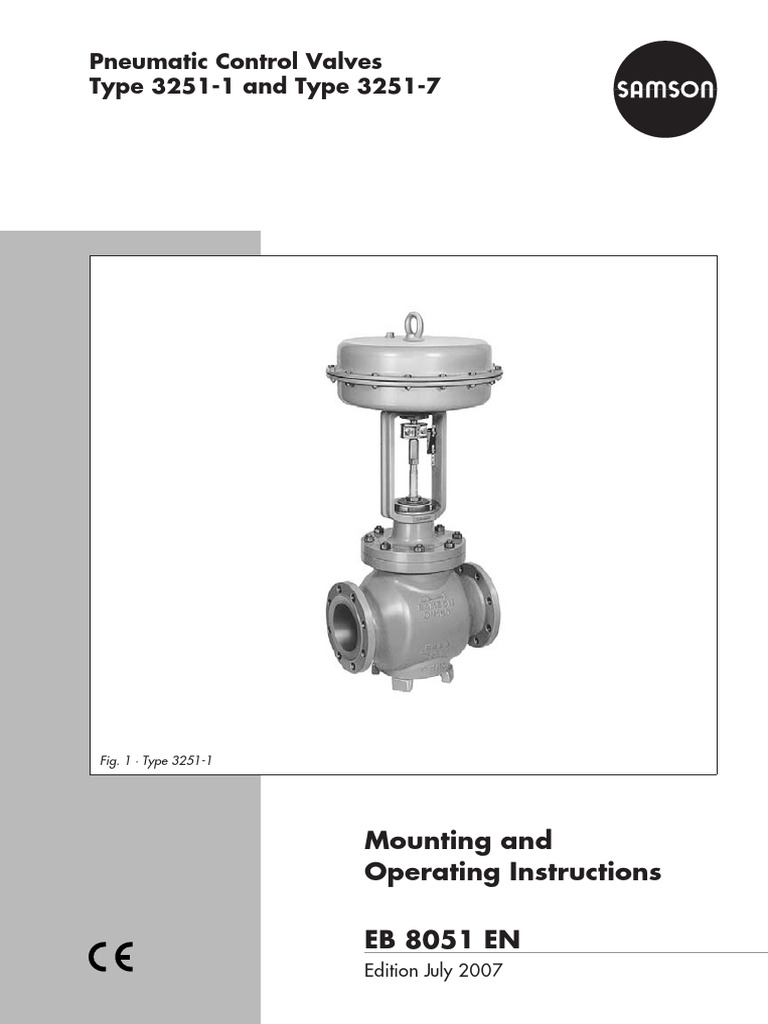 Pneumatic Control Valves Type 3251-1 and Type 3251-7: Mounting and Operating Instructions EB ...