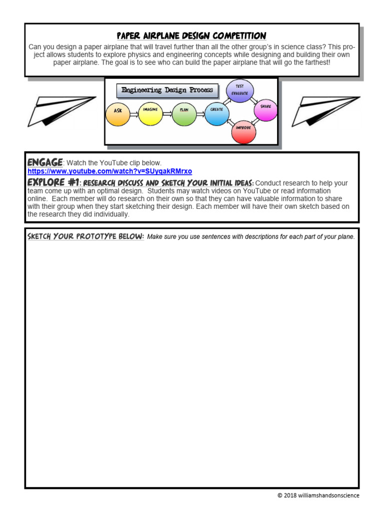 Engage Explore #1: Paper Airplane Design Competition | PDF | Force | Flight