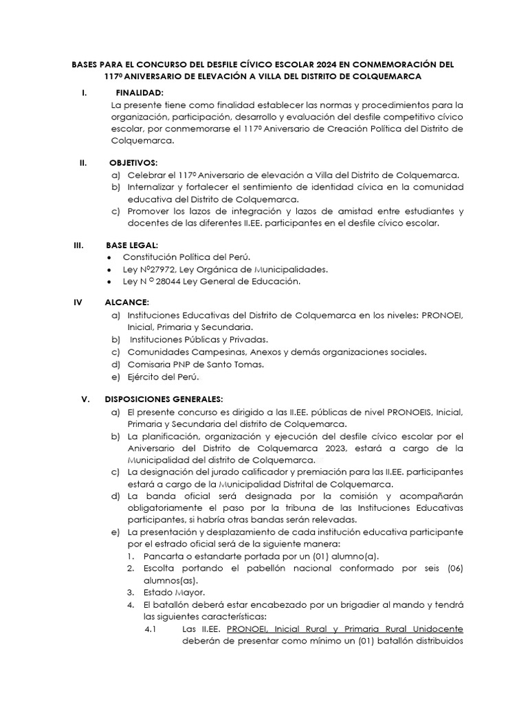 Bases Del Desfile 2024 Pdf